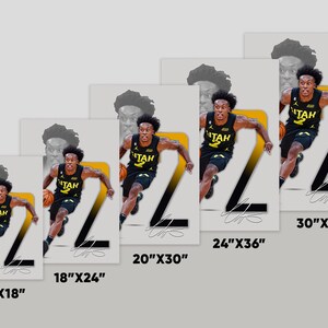 Collin Sexton Poster Utah Jazz Wall Art Print Sports Framed Canvas NBA ...