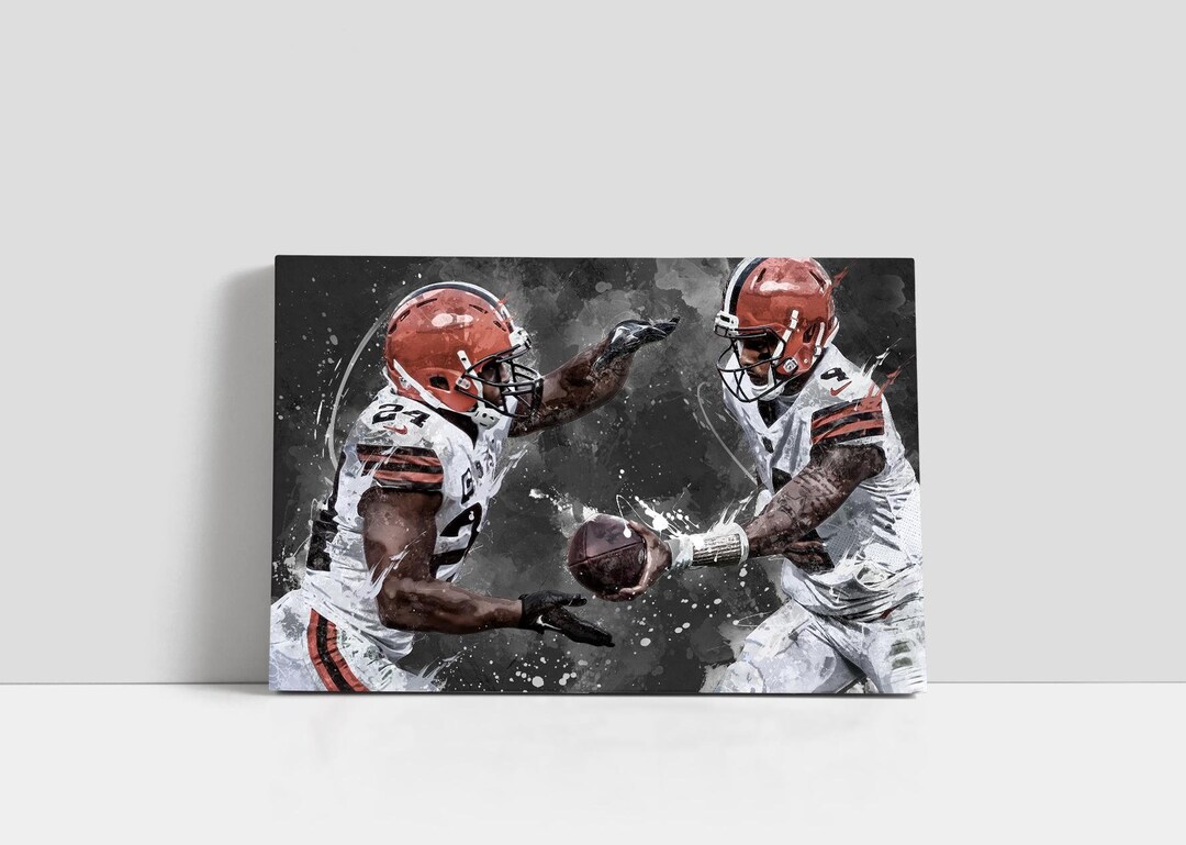 Nick Chubb Poster San Cleveland Browns Wall Art Print Sports Framed ...