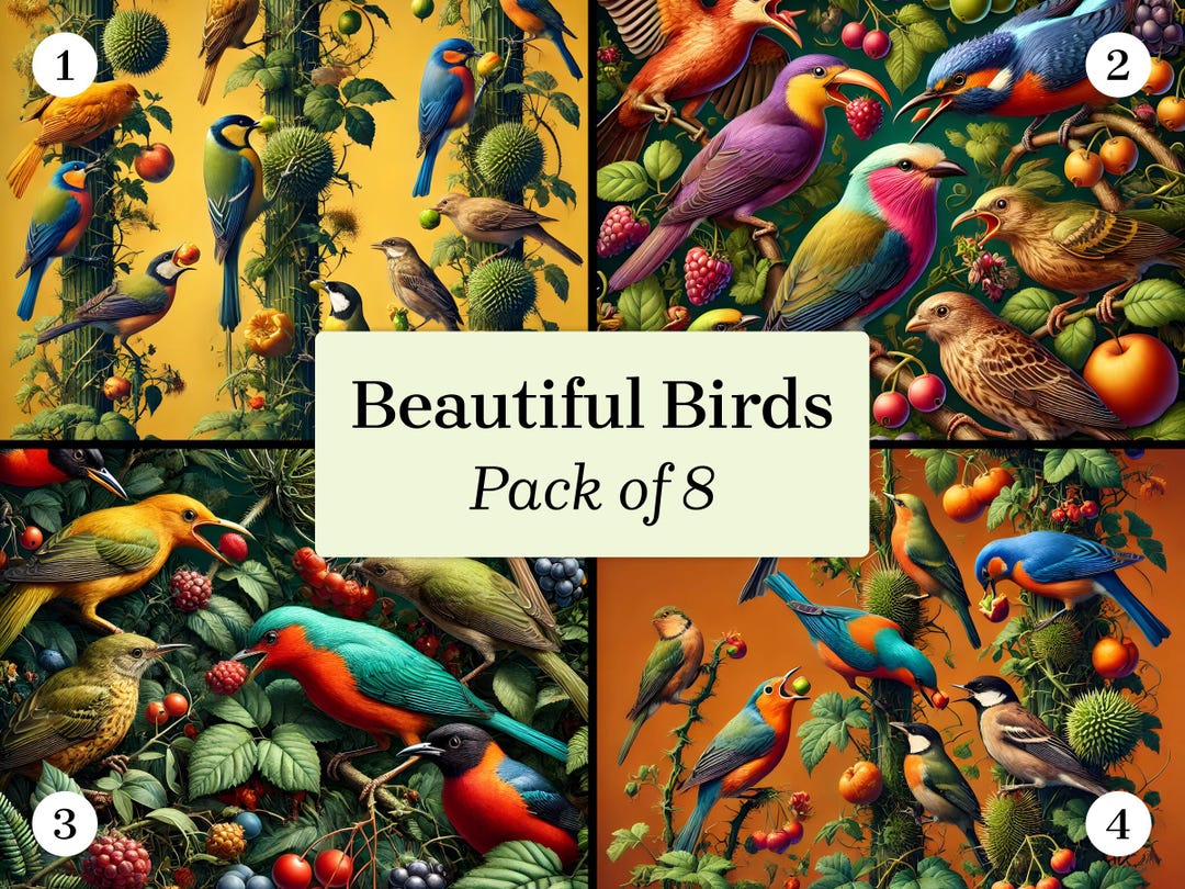 8-pc Beautiful Bold Birds High Res Art Digital Download Ai-generated ...