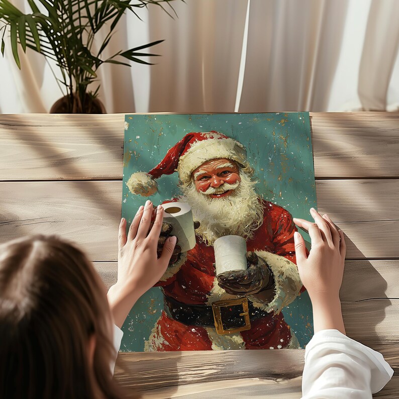 Póster divertido de Papá Noel para el baño, humor navideño (descarga ...