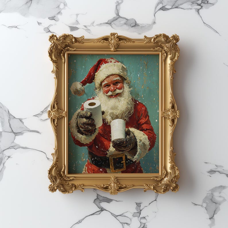 Póster divertido de Papá Noel para el baño, humor navideño (descarga ...
