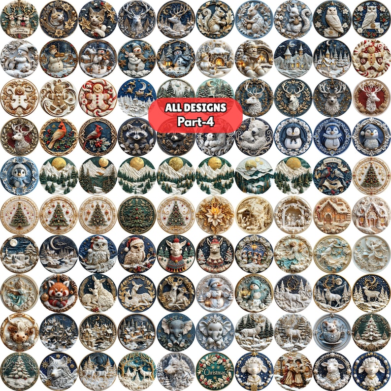 Plus de 470 modèles de Noël 3D PNG ronds, sous-verres de voiture ...