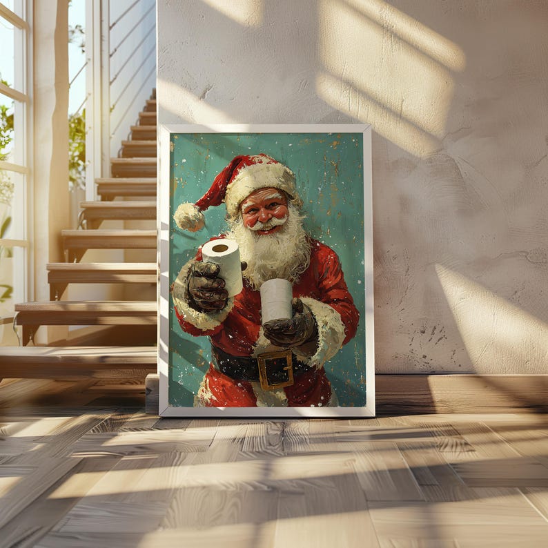 Póster divertido de Papá Noel para el baño, humor navideño (descarga ...
