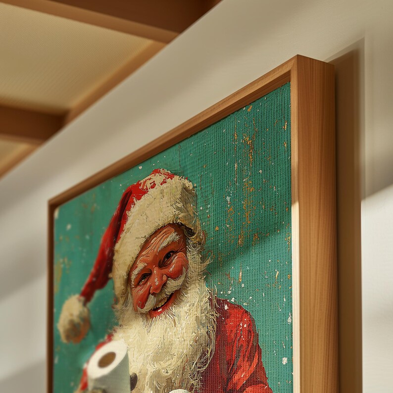 Funny Santa Toilet Paper Restroom Poster, Christmas Bathroom Humor ...