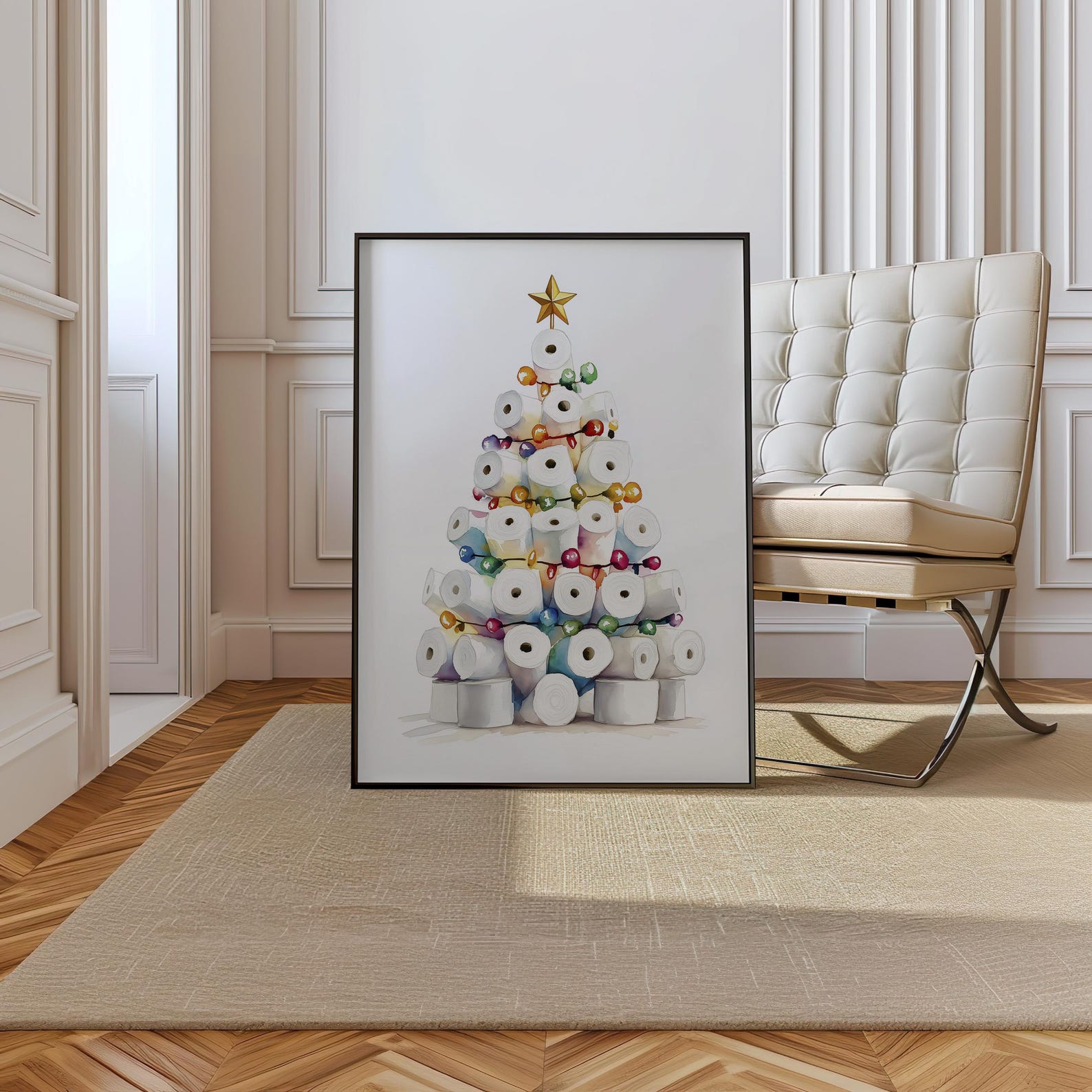 Toilet Paper Christmas Tree Wall Art, Funny Bathroom Print, Humorous ...