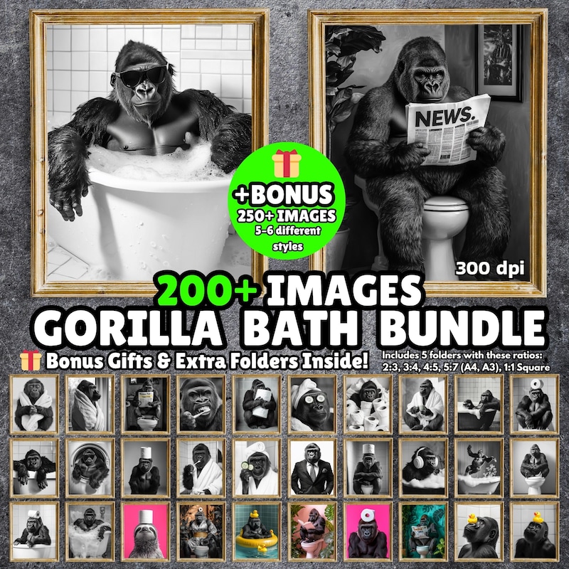 Funny Gorilla on Toilet - Etsy