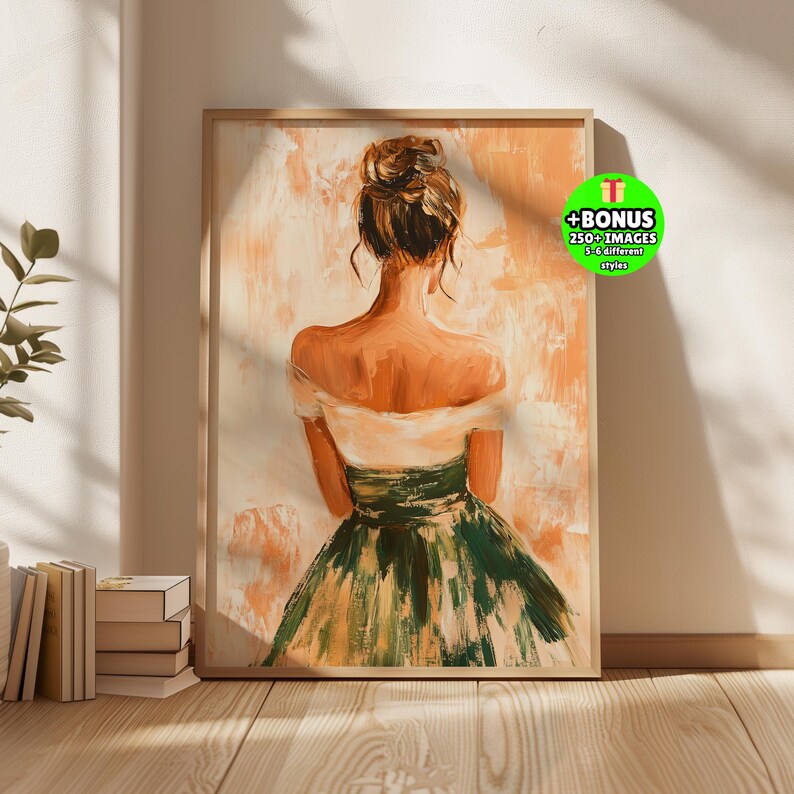 Abstract Woman Back View Wall Art, Elegant Female Painting, Neutral ...