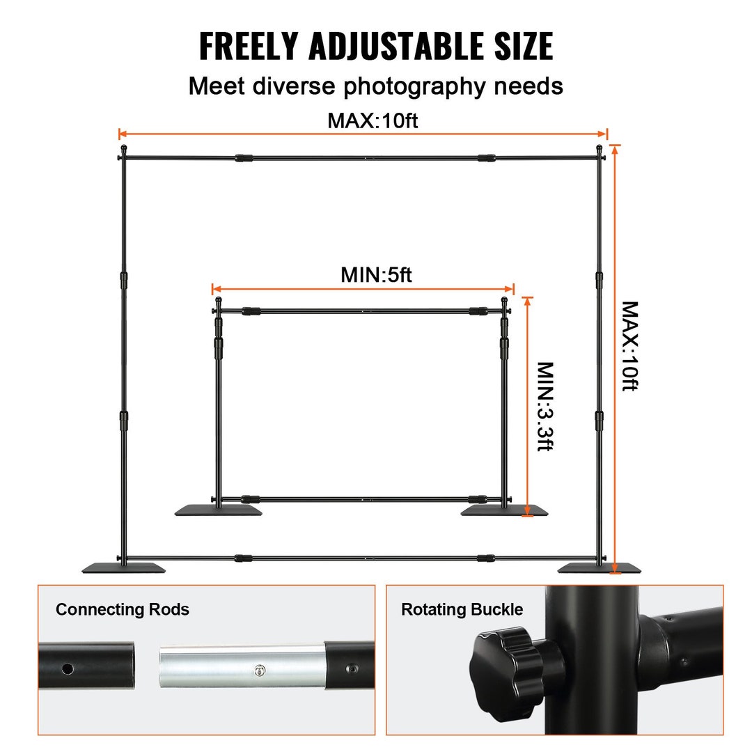 10ftx10ft Adjustable Heavy Duty Backdrop Stand, Pipe a Drape Kit ...