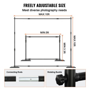 10ftx10ft Adjustable Heavy Duty Backdrop Stand, Pipe a Drape Kit ...
