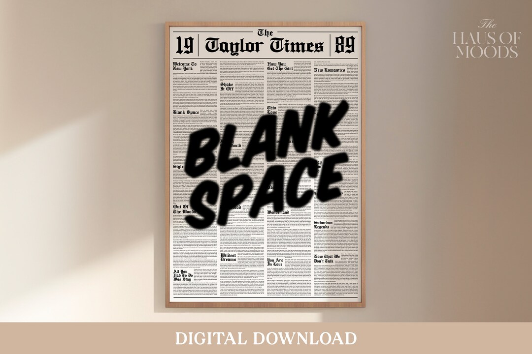 Blank Space 1989 Poster, Newspaper, 1989, Retro Aesthetic, Girly Wall Art, Preppy Wall Art, Dorm ...