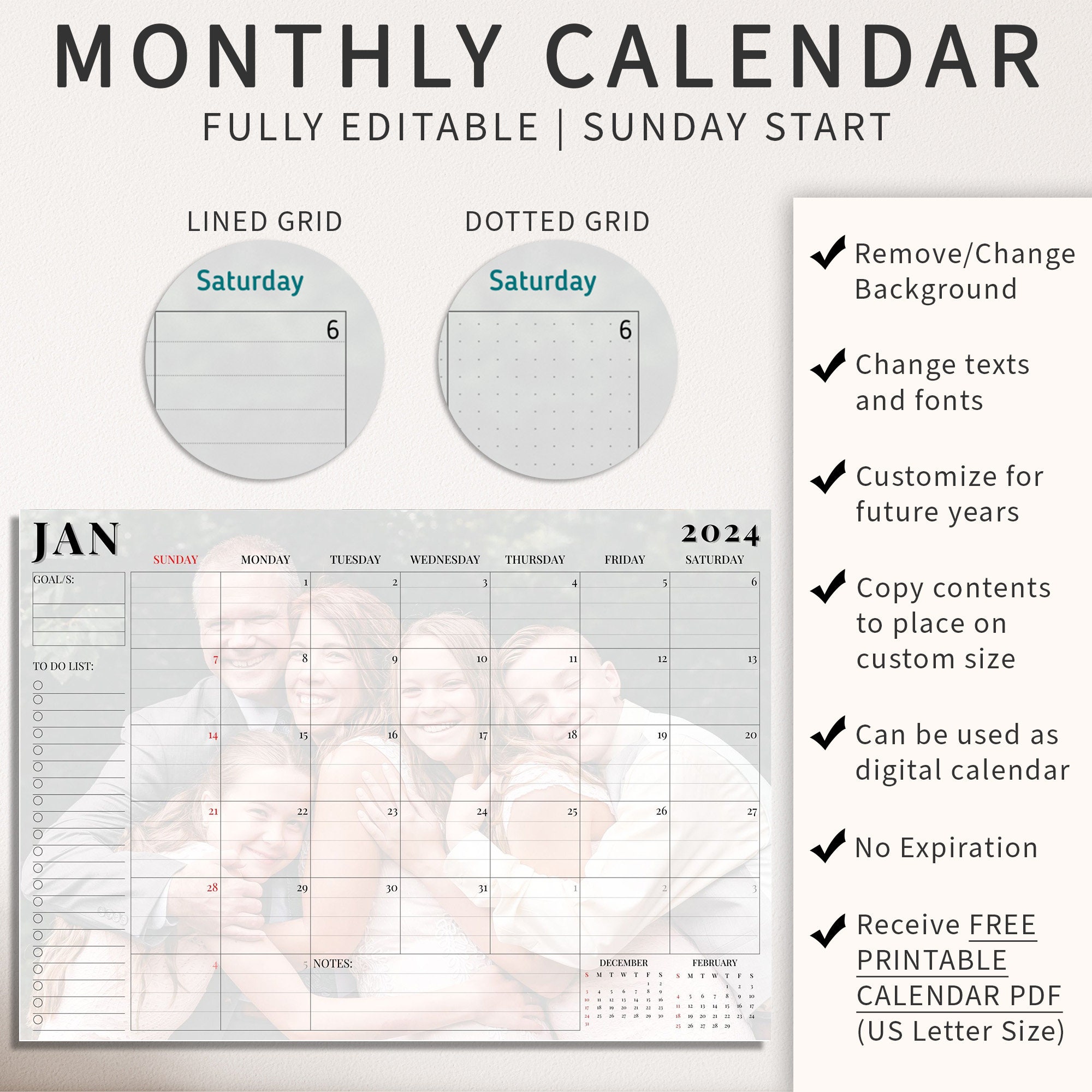 Custom Photos 2024 Calendar Personalized 12 Month Calendar - Etsy