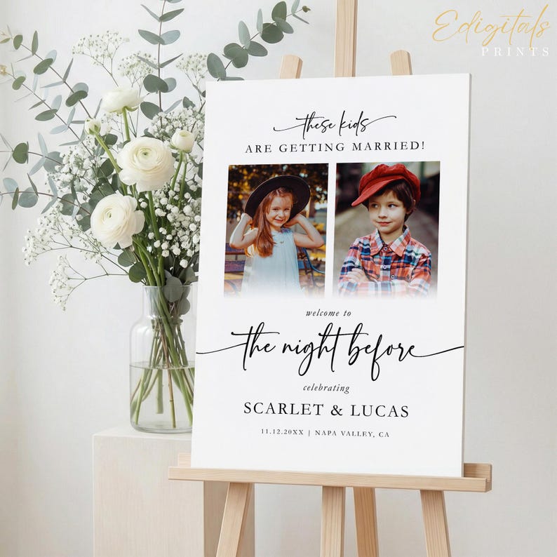 These Kids Are Getting Married Sign, Wedding Welcome Sign With 2 Photos ...