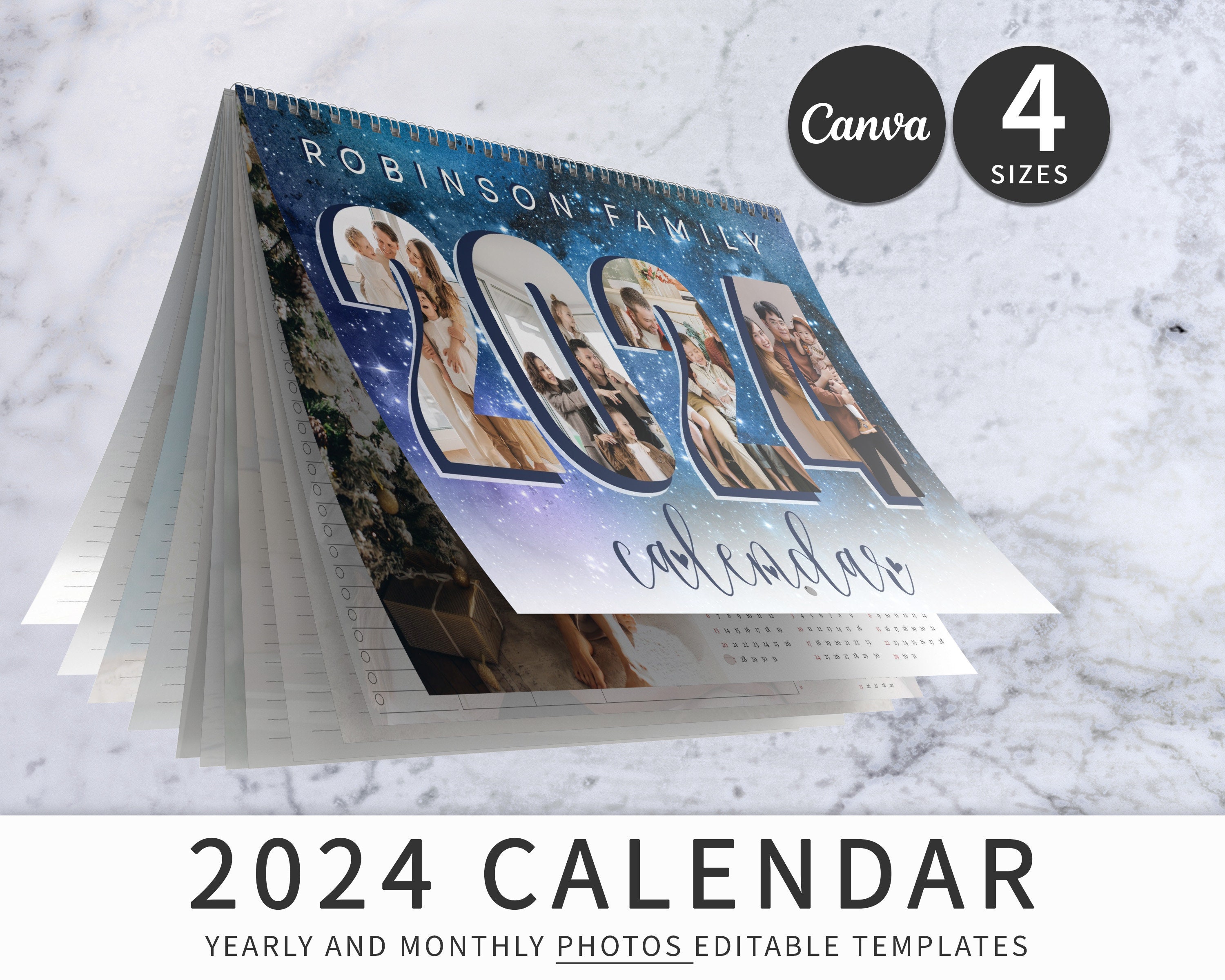 Custom Photos 2024 Calendar Personalized 12 Month Calendar - Etsy