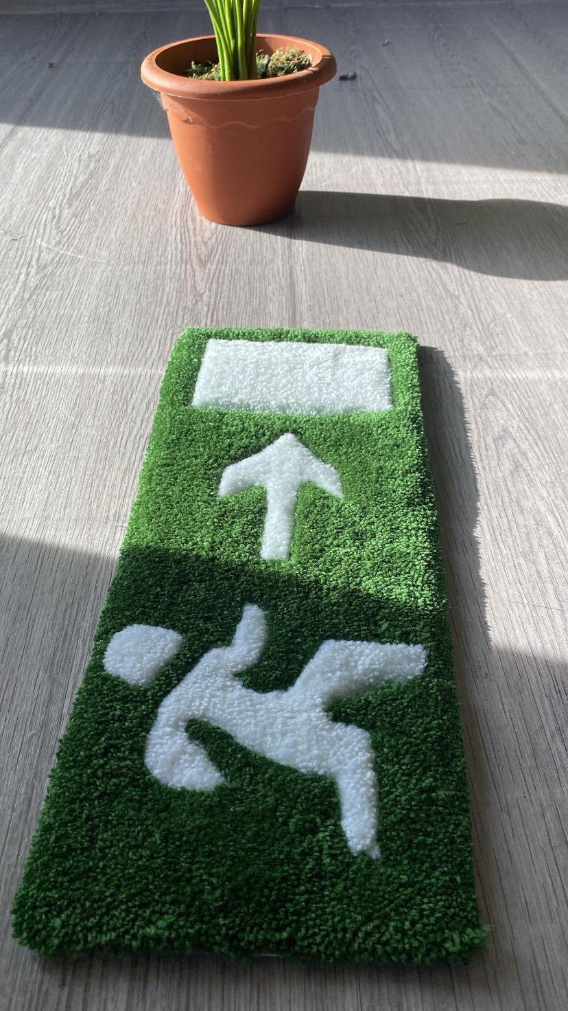 Quilted Rug With Emergency Exit Sign | Unique Safety Design for Home or ...