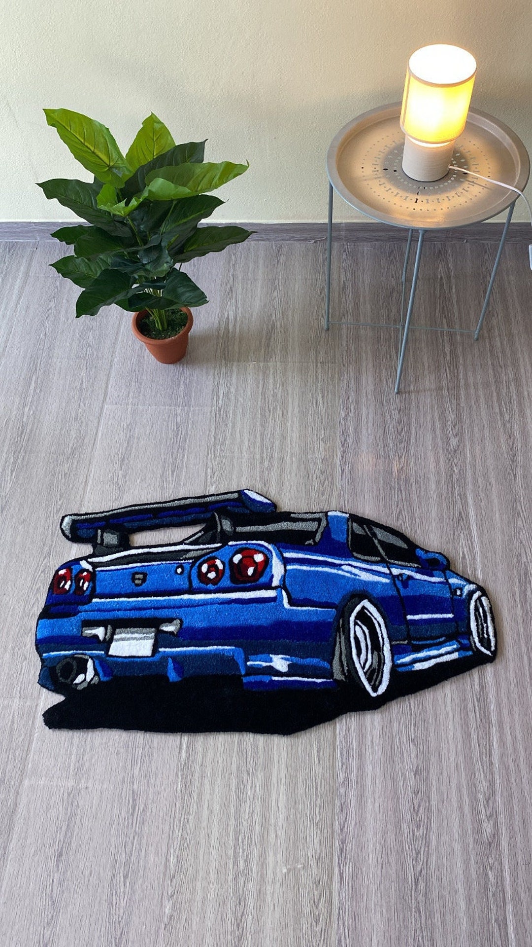 Sports Car Quilted Rug, Car Carpet, Fluffy Skyline R34 Rug, Aesthetic ...