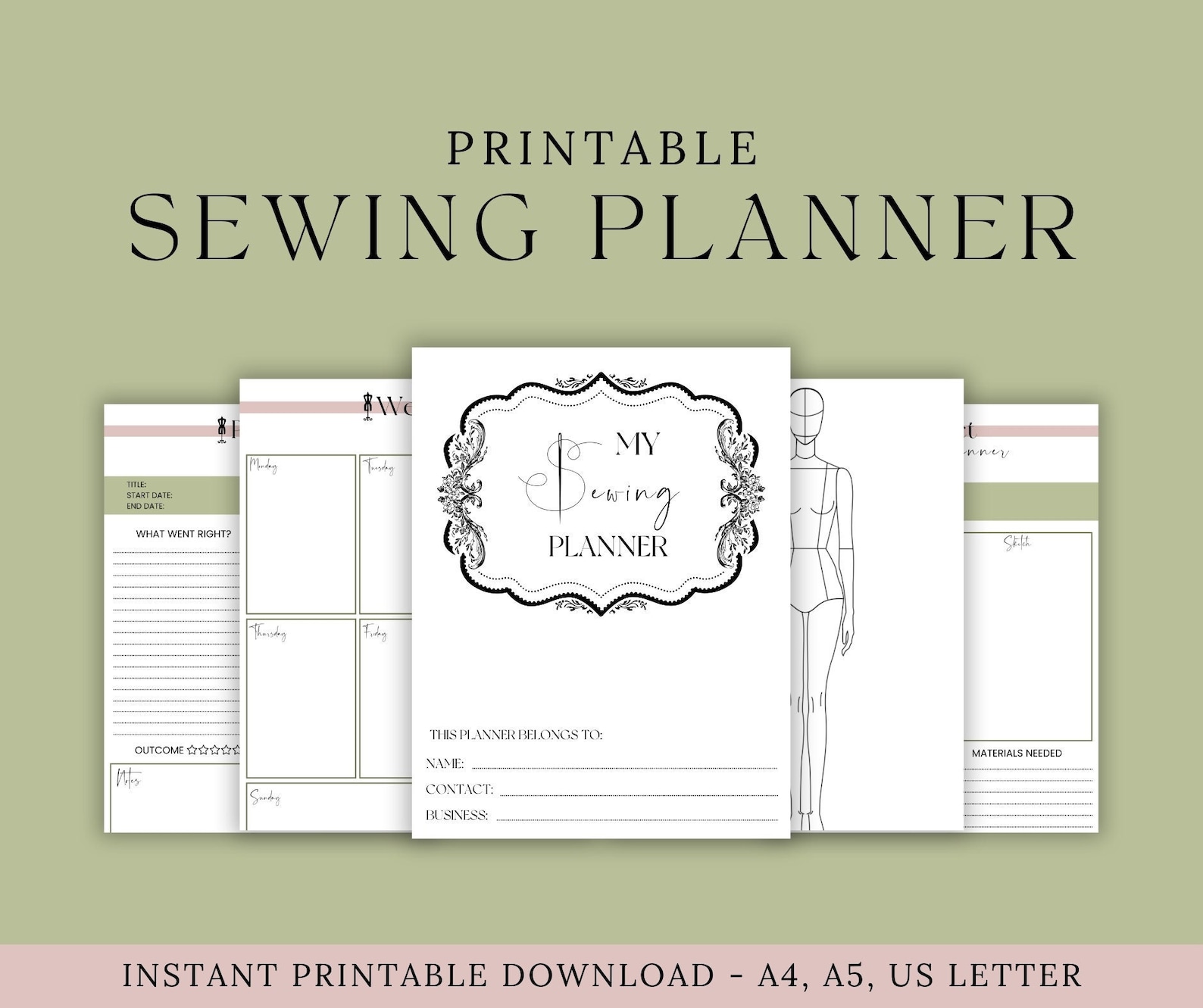 Sewing Planner - Printable Sewing Project Planner PDF - Sewing Pattern ...