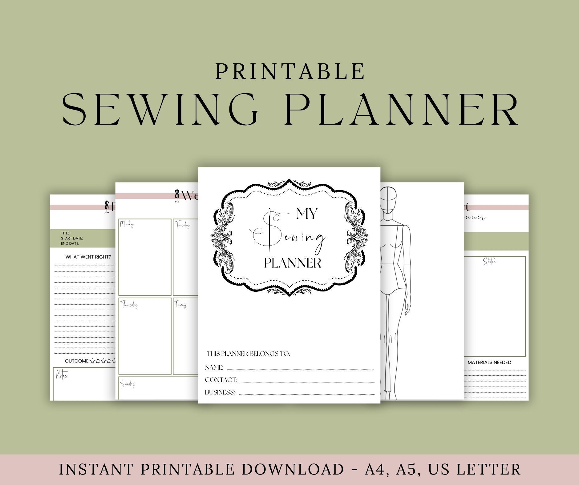Sewing Planner - Printable Sewing Project Planner PDF - Sewing Pattern ...