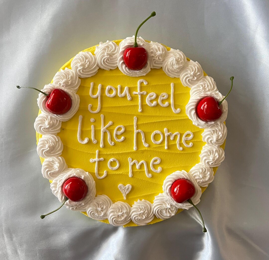 8 Yellow Fake Cake Art, You Feel Like Home, 8 Inch Wall Decor, Dopamine ...