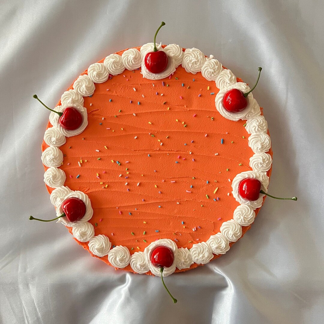 10” Custom Orange Fake Cake Art, 10 Inch Wall Decor, Dopamine Decor ...