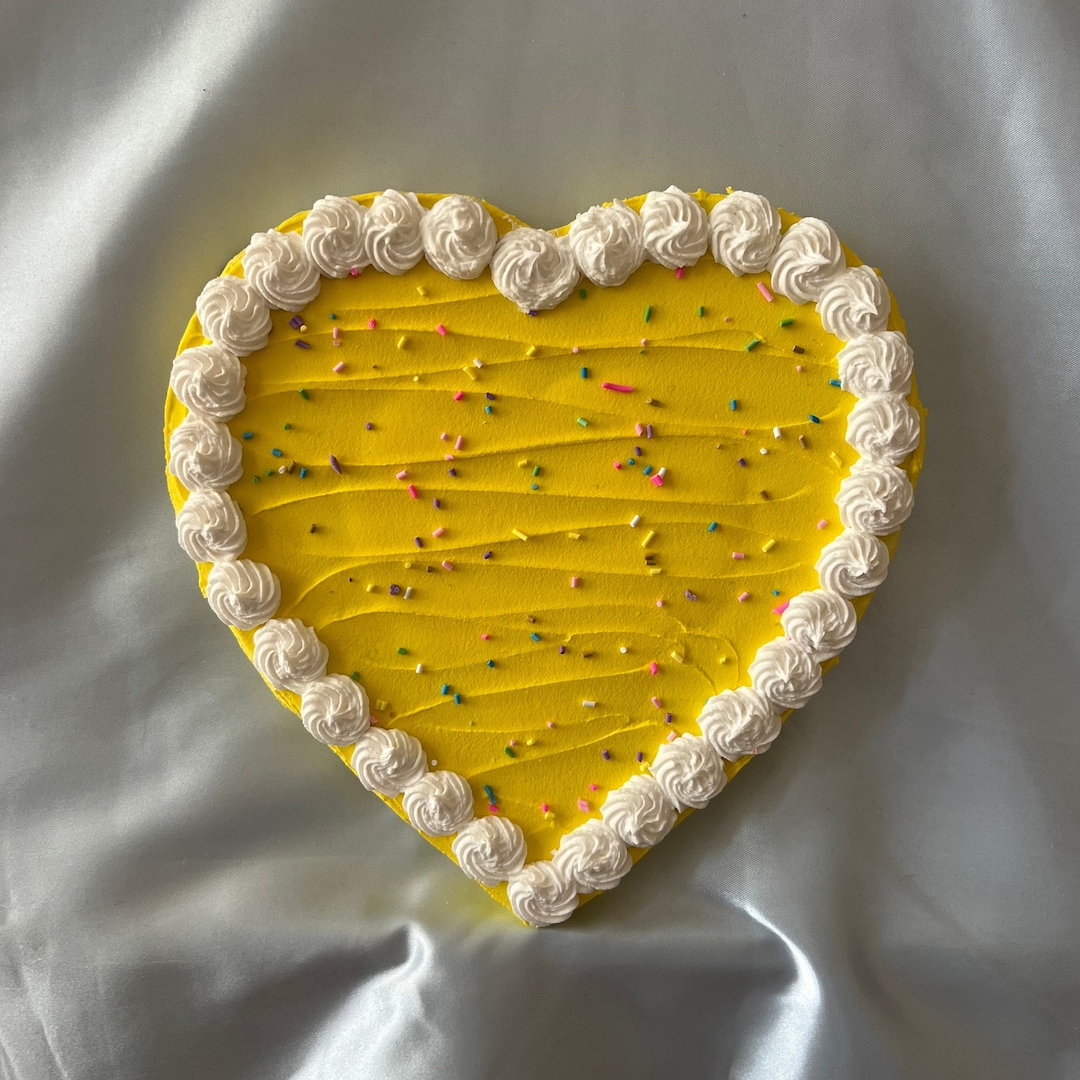 Custom Yellow Heart Fake Cake Art: 8" Wall Decor - Etsy