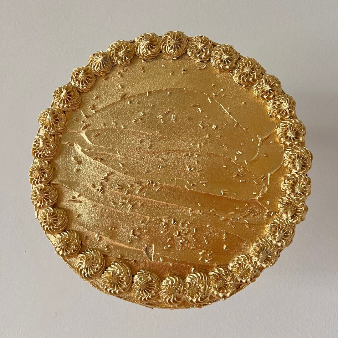 8” Custom Gold Fake Cake, Customizable Wall Decor, 8 Inch Dummy Cake ...