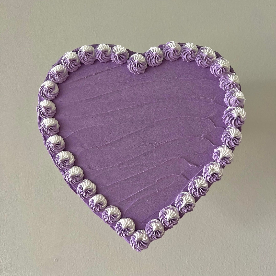 8” Custom Purple Fake Heart Cake, Customizable Canvas Artwork ...