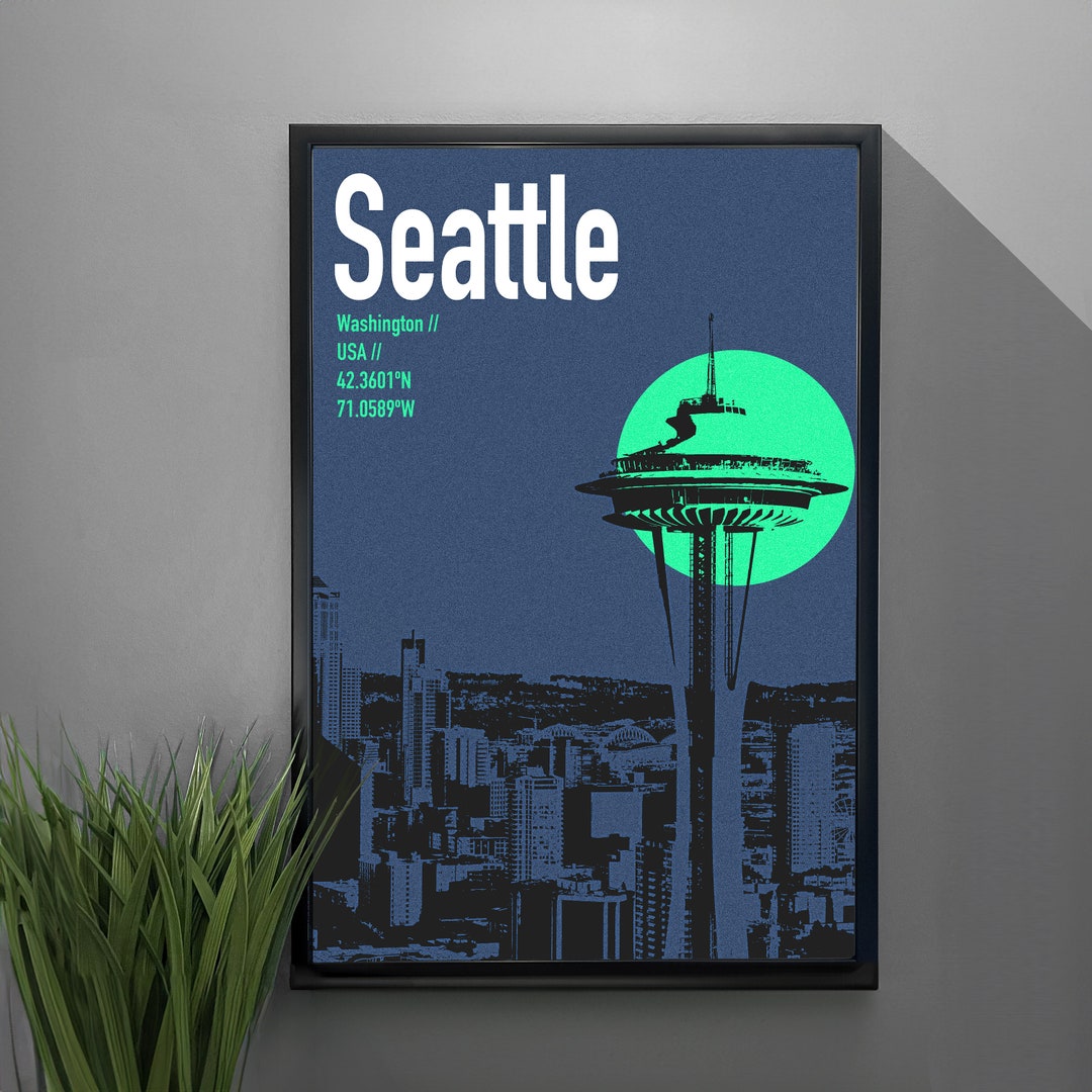 Seattle Minimalist Travel Poster Premium Fine Art Print - Etsy