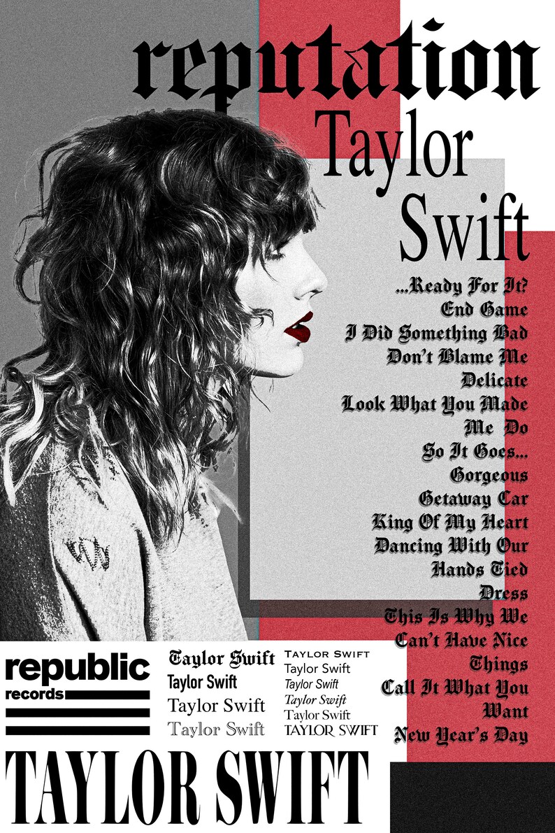 Taylor Swift Reputation Album Poster Premium Album Poster Print - Etsy
