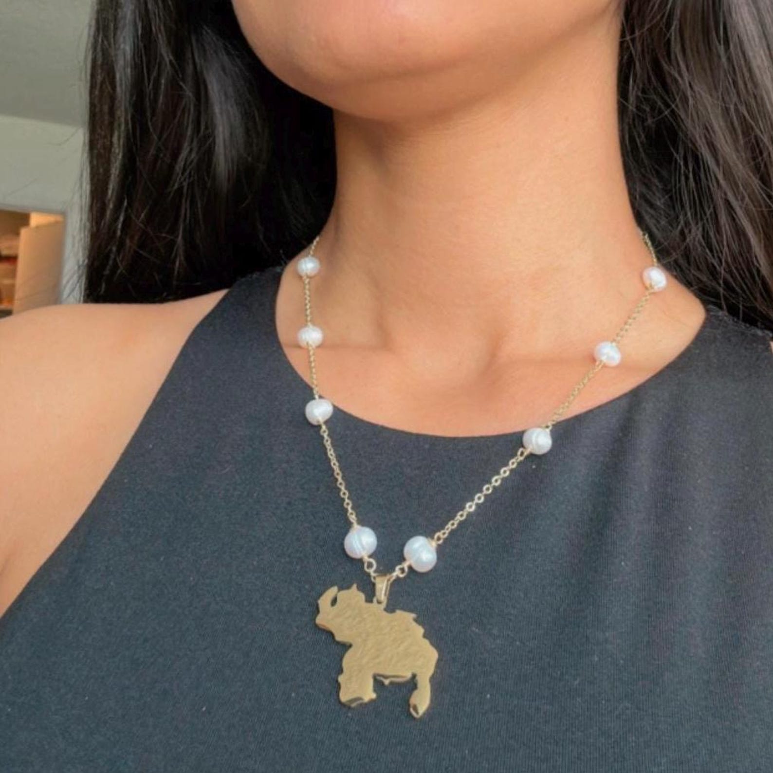 14k Goldplated Venezuelan Necklace: Pearl Accent, Immigrant Gift - Etsy