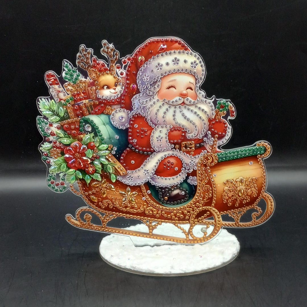 COMPLETED Diamond Art Acrylic Santa Guiding His Sleigh Table Top ...