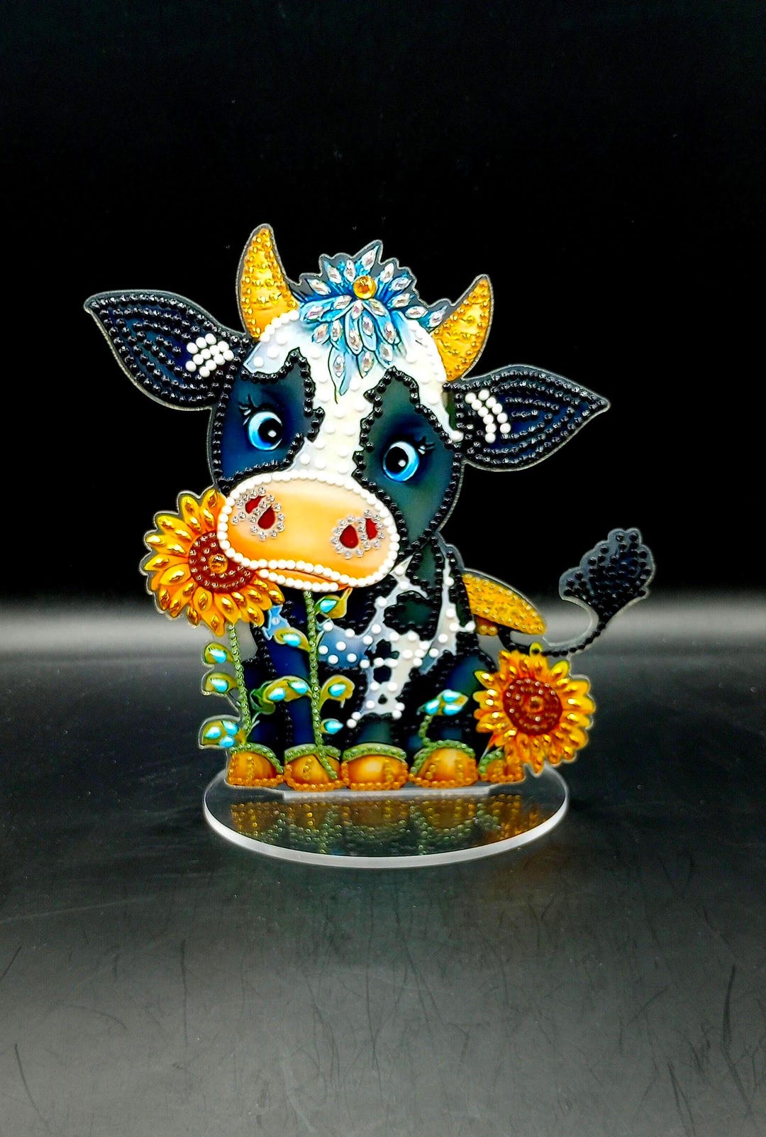 FINISHED DIAMOND ART - Cow - Acrylic Tabletop - Etsy