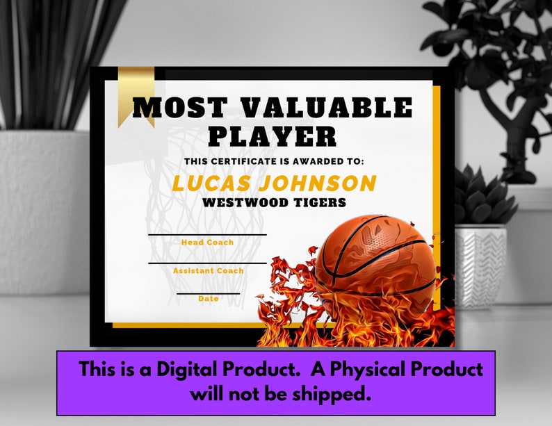 Editable Basketball Award Certificate || Team Awards || Award ...