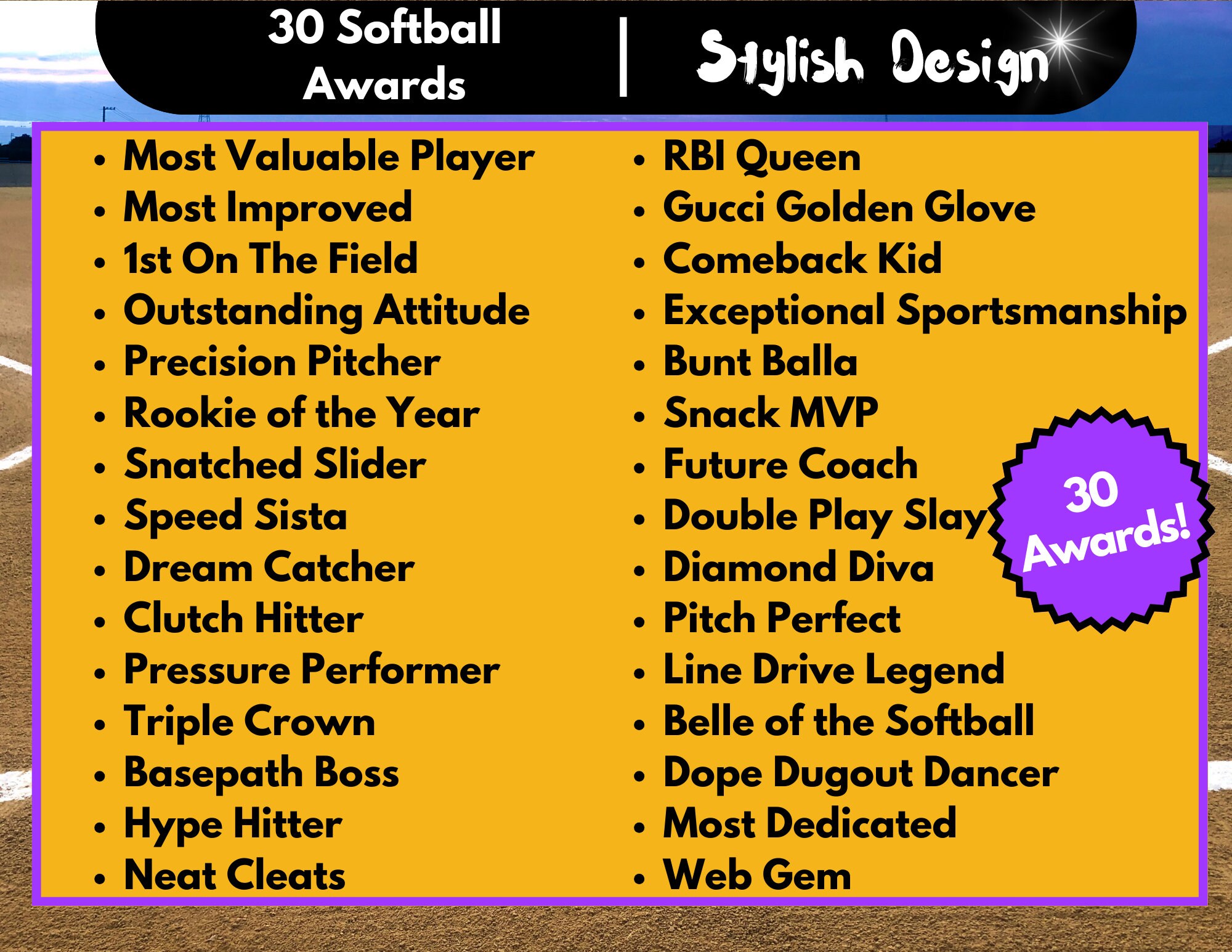 Editable Softball Award Certificate || End of Season Softball Awards ...