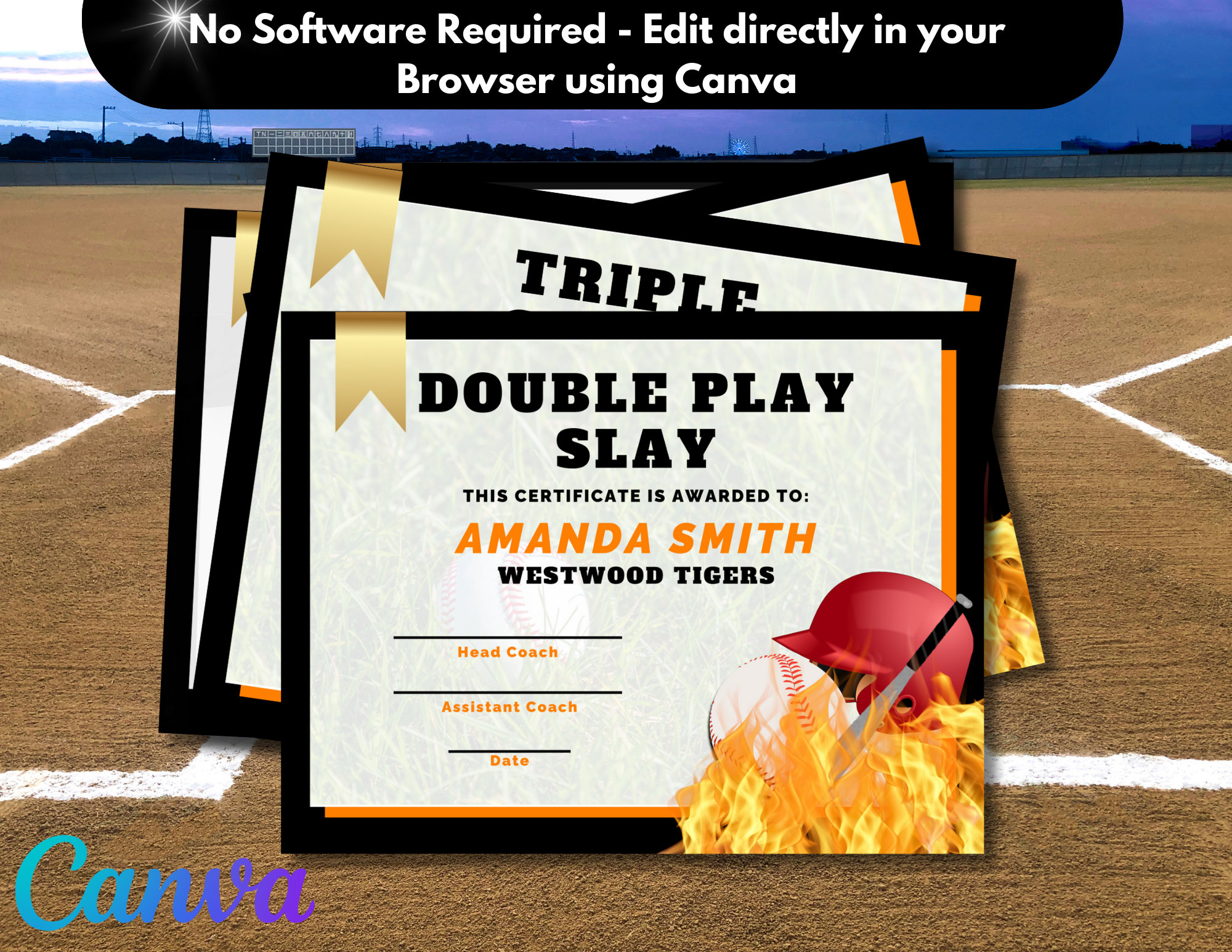 Editable Softball Award Certificate || End of Season Softball Awards ...