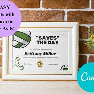 End of Season Volleyball Awards, Editable Volleyball Award Certificates ...