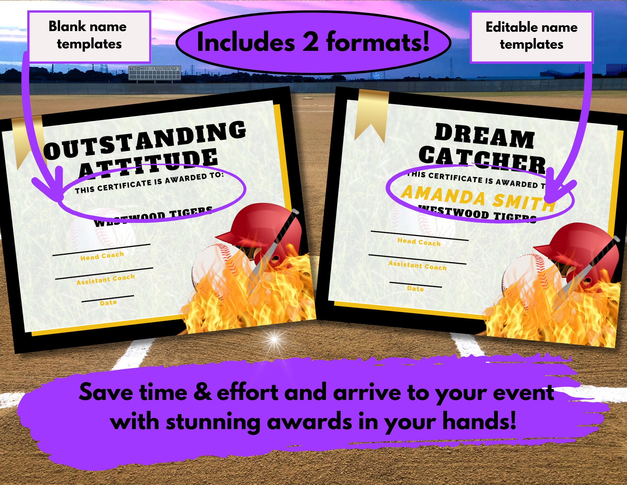 Editable Softball Award Certificate End of Season Softball Awards ...