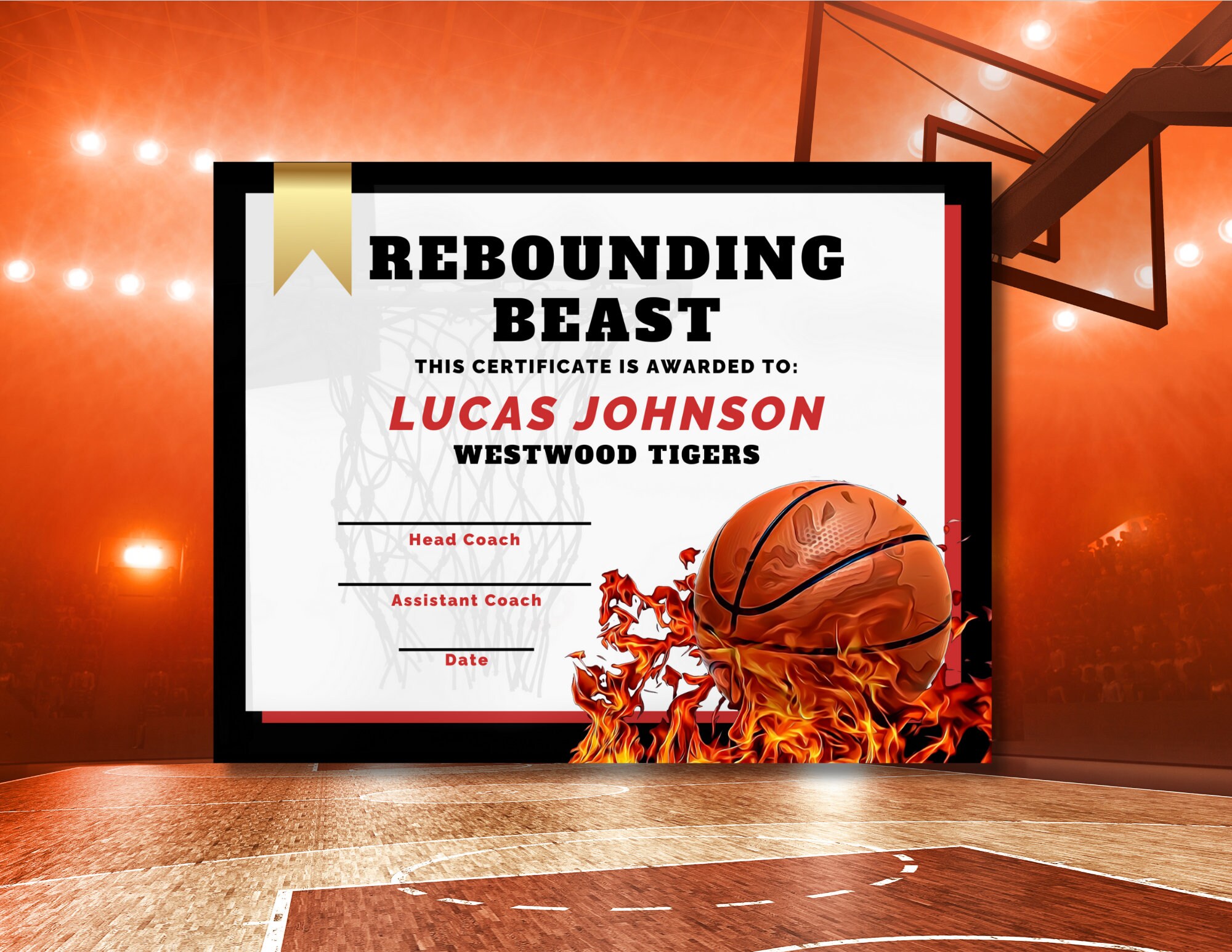 Editable Basketball Award Certificate Team Awards Award Certificate ...