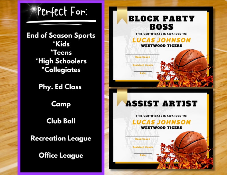 Editable Basketball Award Certificate || Team Awards || Award ...