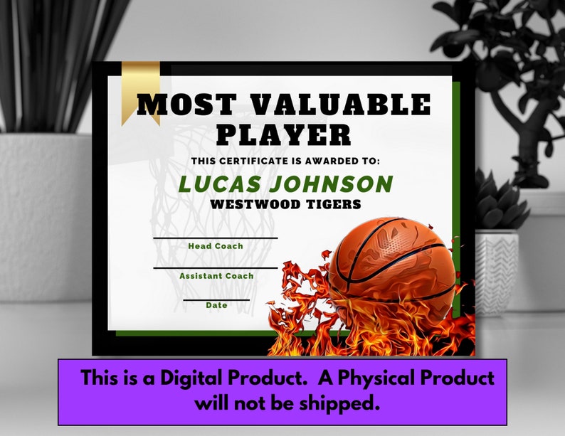 Editable Basketball Award Certificate Team Awards Award Certificate ...