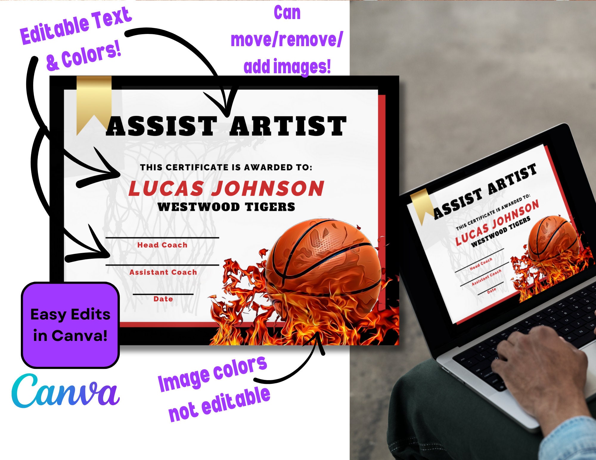 Editable Basketball Award Certificate || Team Awards || Award ...
