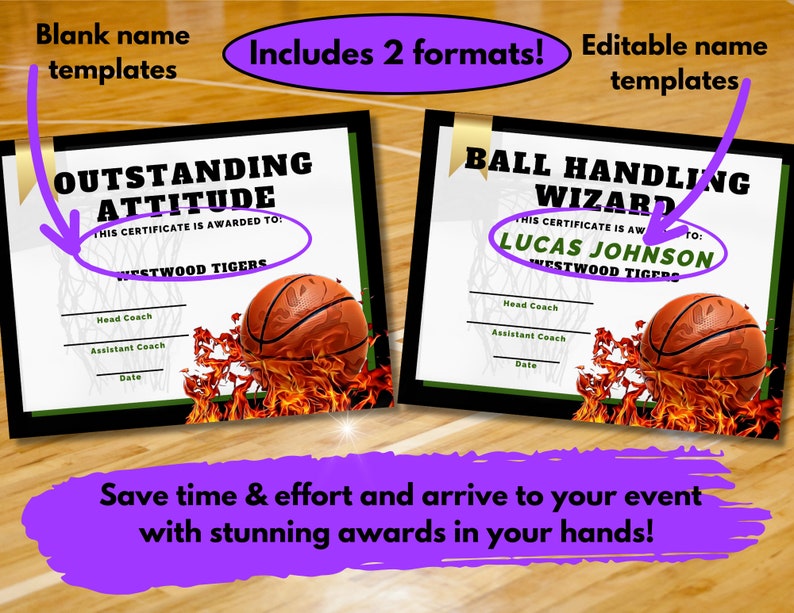 Editable Basketball Award Certificate || Team Awards || Award ...
