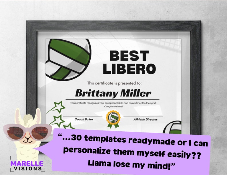 End of Season Volleyball Awards, Editable Volleyball Award Certificates ...
