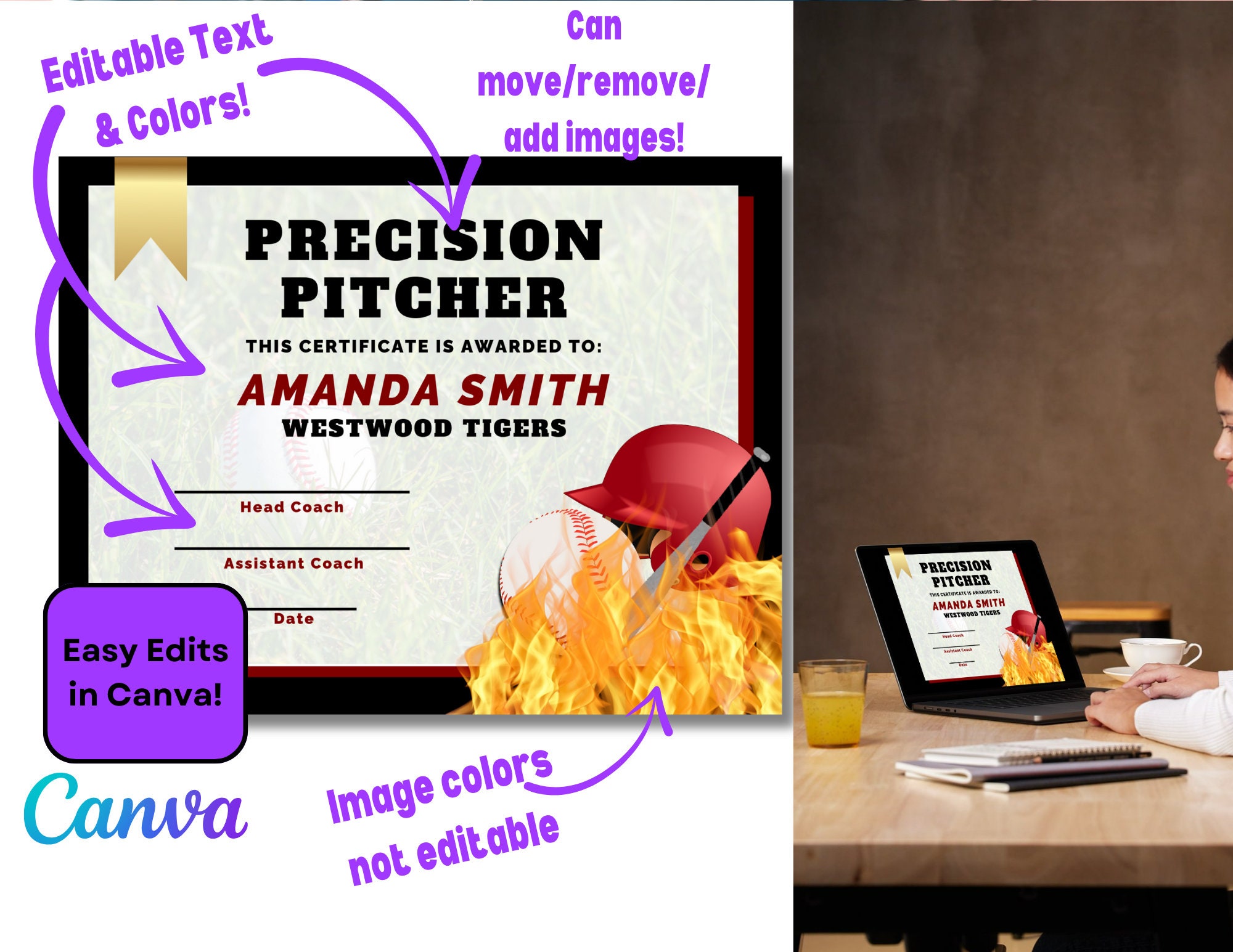 Editable Softball Award Certificate || End of Season Softball Awards ...