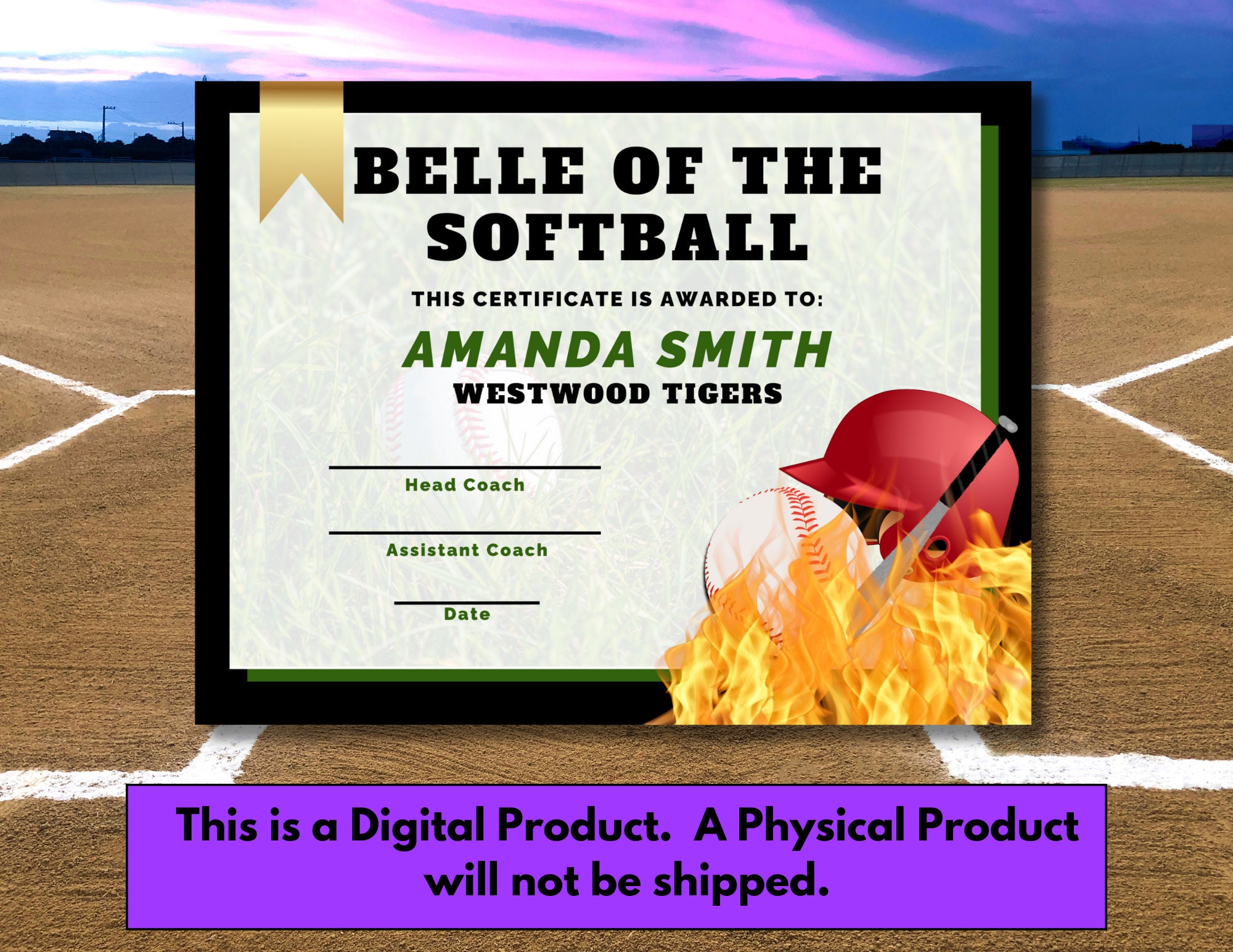 Editable Softball Award Certificate End of Season Softball Awards ...