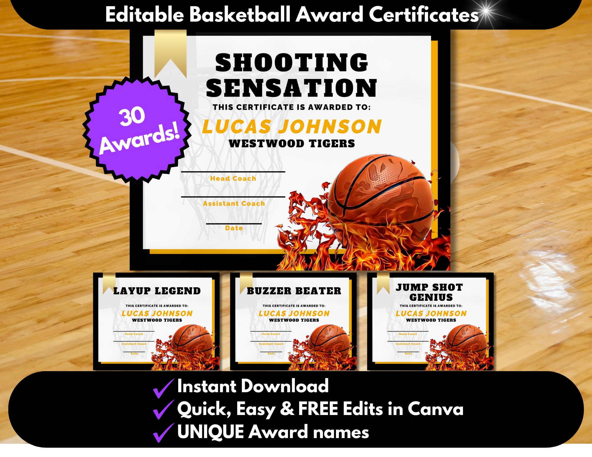 Editable Basketball Award Certificate || Team Awards || Award ...