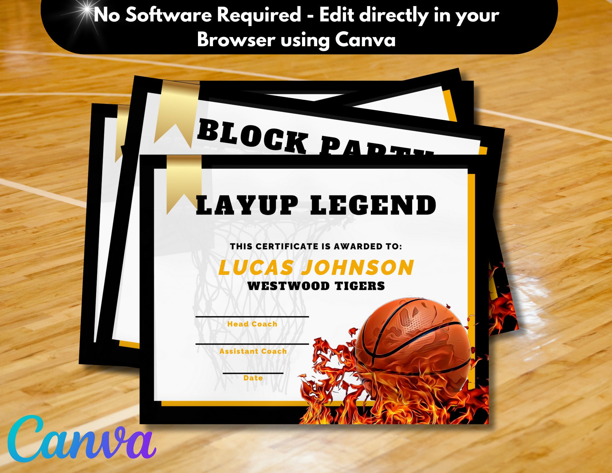 Editable Basketball Award Certificate || Team Awards || Award ...