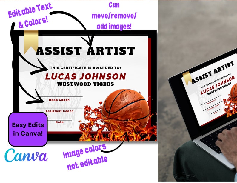Editable Basketball Award Certificate || Team Awards || Award ...