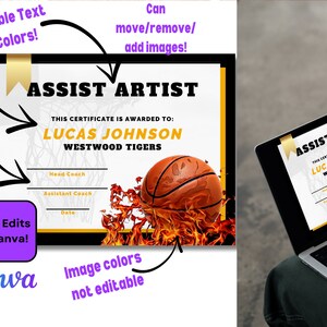 Editable Basketball Award Certificate || Team Awards || Award ...