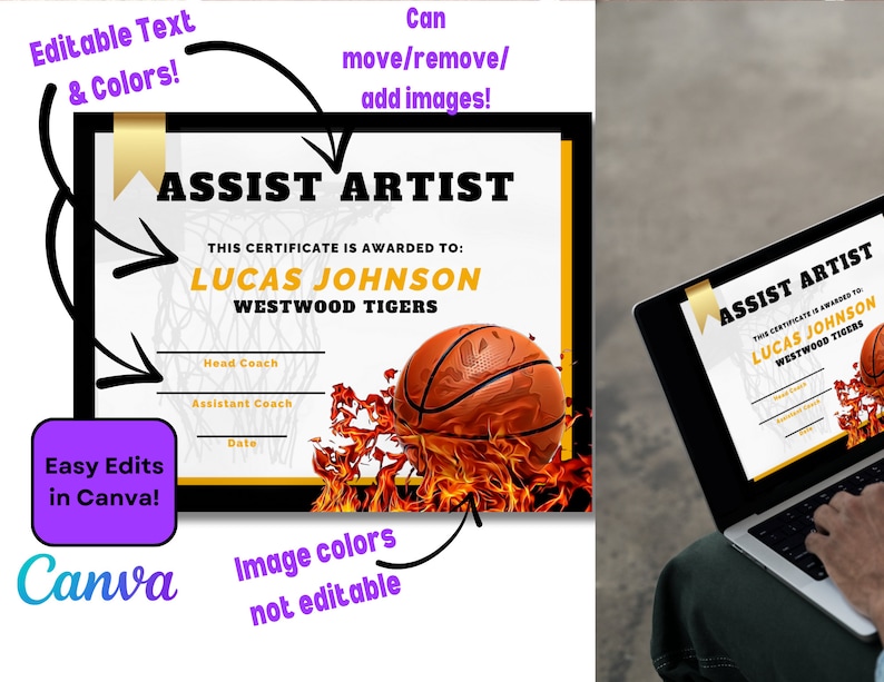 Editable Basketball Award Certificate || Team Awards || Award ...
