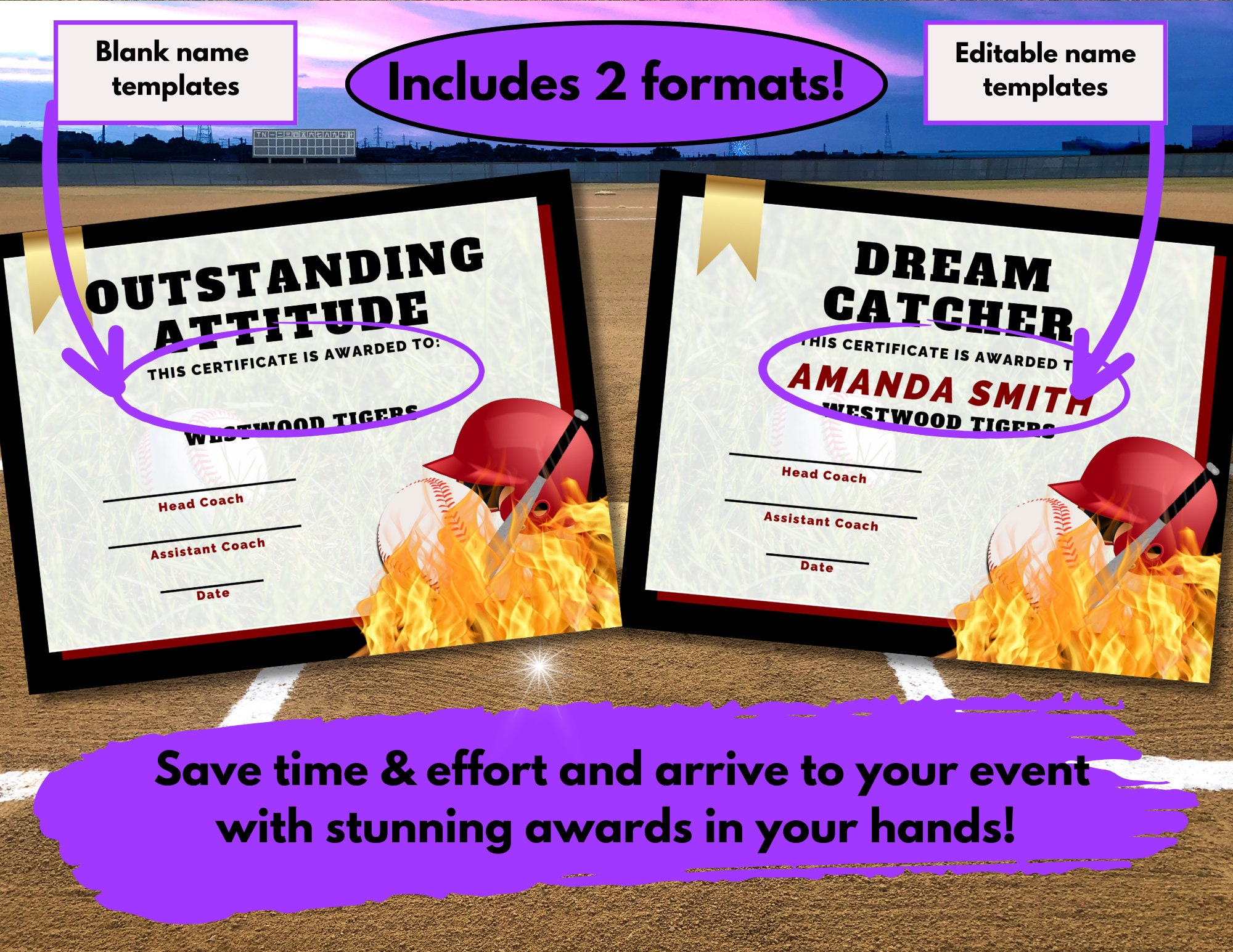 Editable Softball Award Certificate || End of Season Softball Awards ...